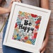 Be Happy Cross Stitch Pattern PDF Instant Download, Counted сross ...