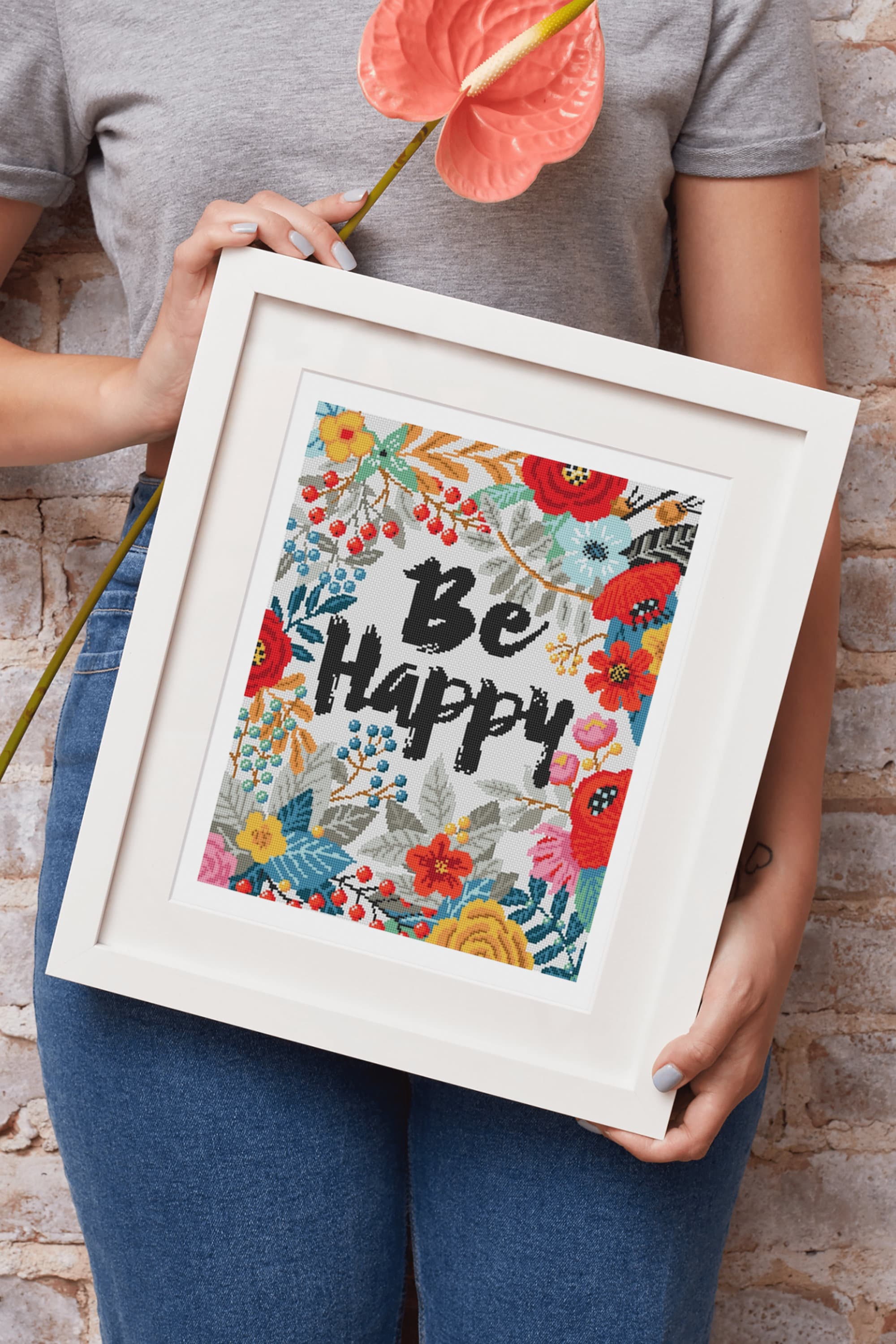 Be Happy Cross Stitch Pattern PDF Instant Download, Counted сross ...