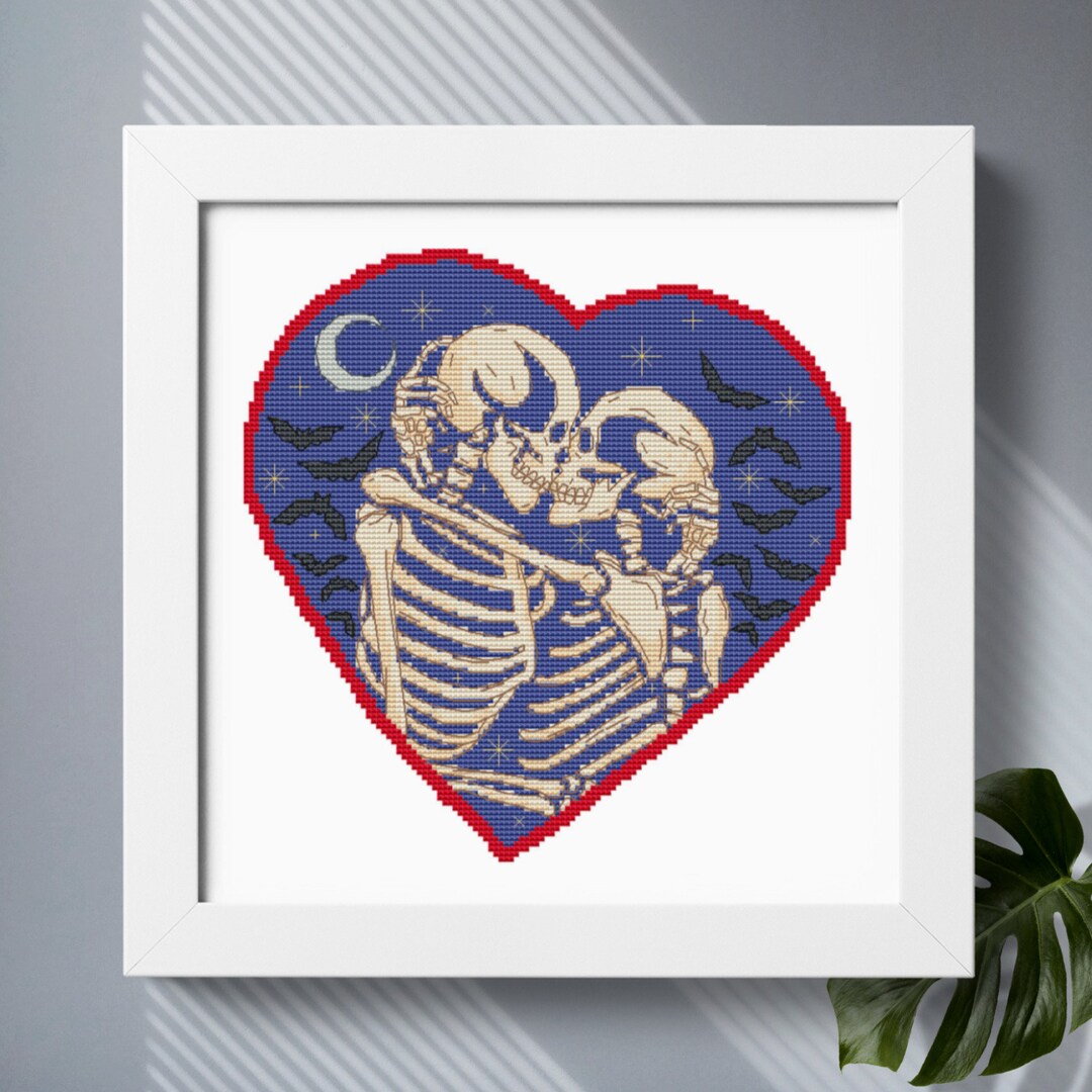 Skeleton Couple Cross Stitch Pattern PDF, Kissing Skeleton, Gothic ...
