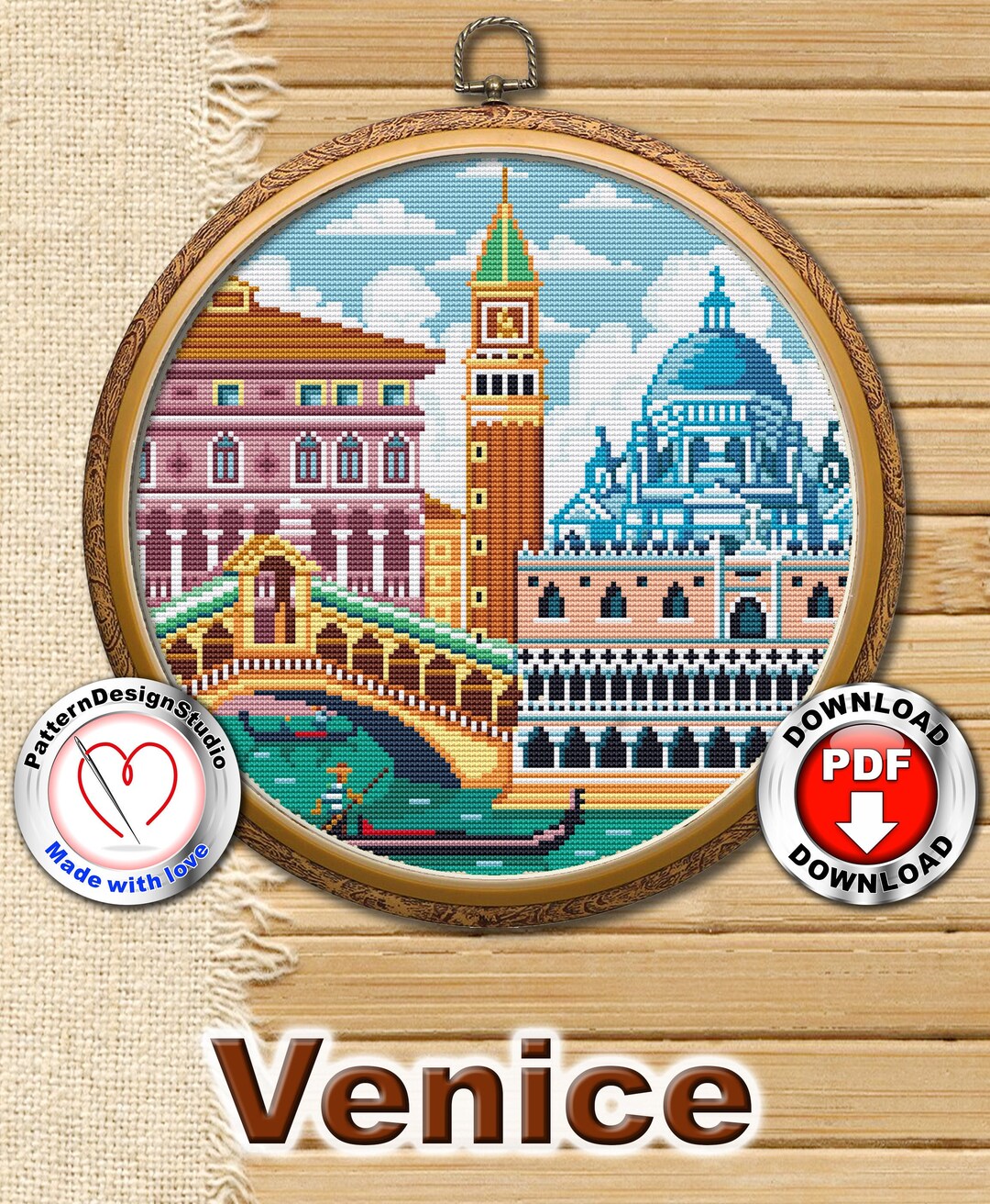 Venice Cross Stitch Pattern PDF File, Italy Cross Stitch, Travel Cross ...