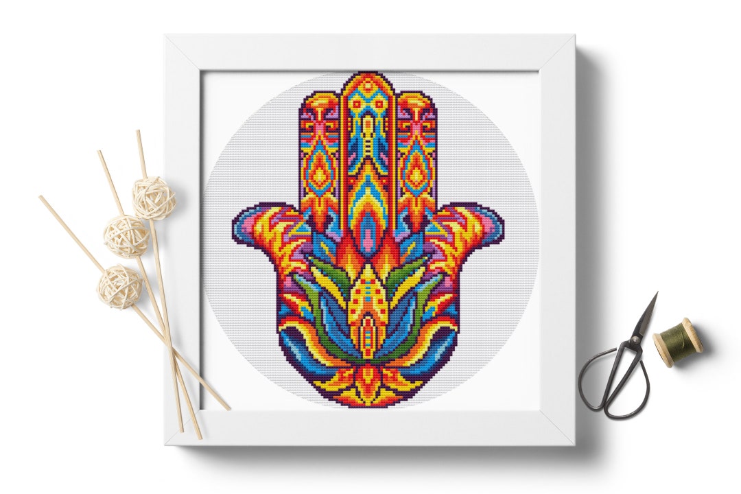 Mandala Hamsa Hand #P71 Cross Stitch Embroidery Pattern Instant ...