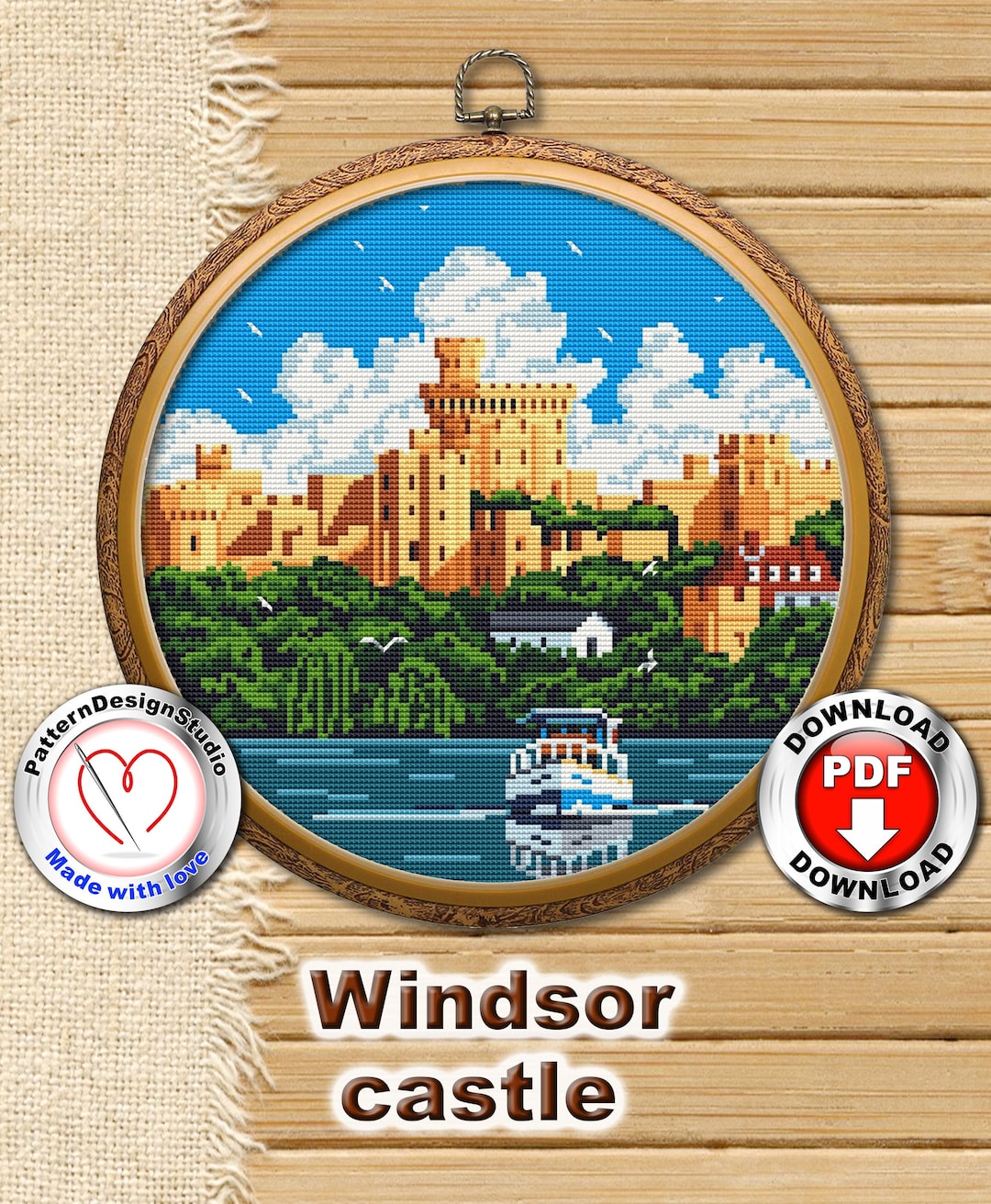 Windsor Castle Embroidery PDF Pattern Cross Stitch Download England ...