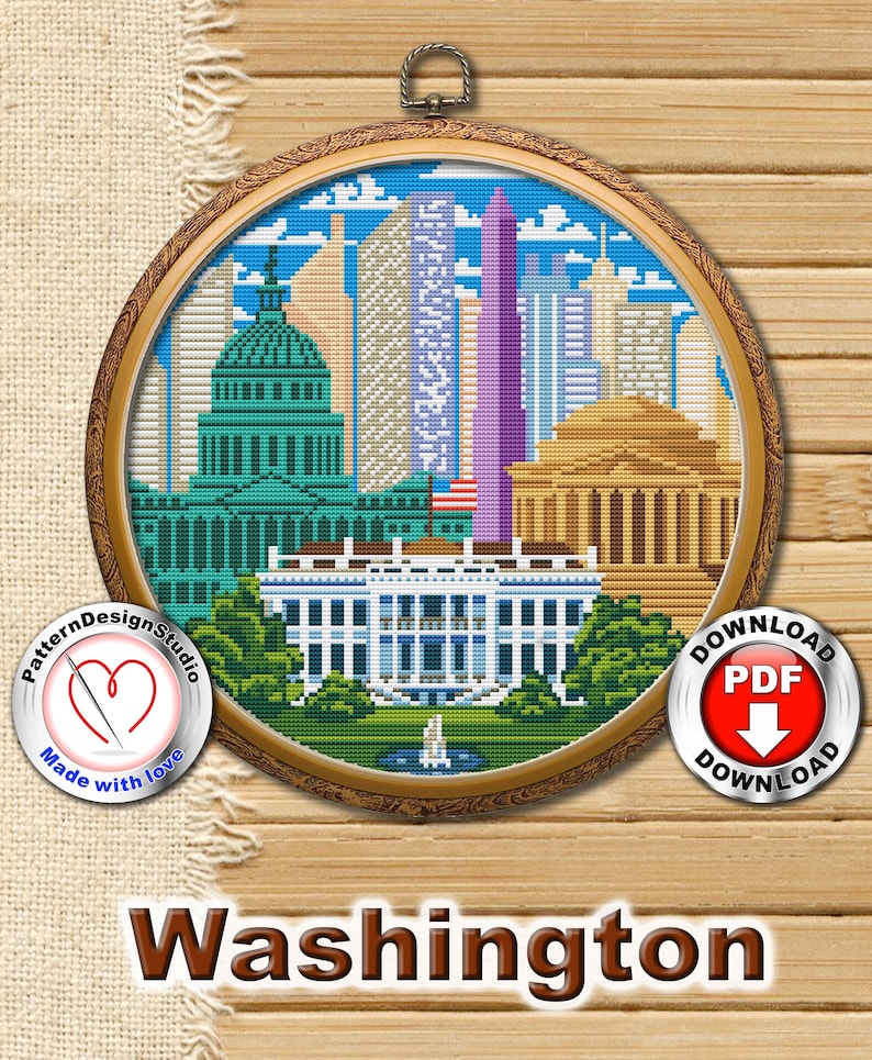 Washingtonp16 Cross Stitch Embroidery Pattern Instant - Etsy