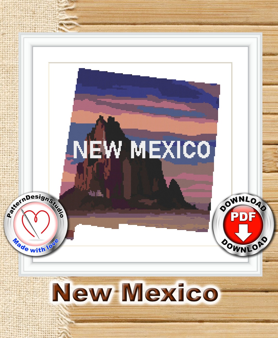 Landscape Modern Cross Stitch Pattern New Mexico State Nature Cross ...