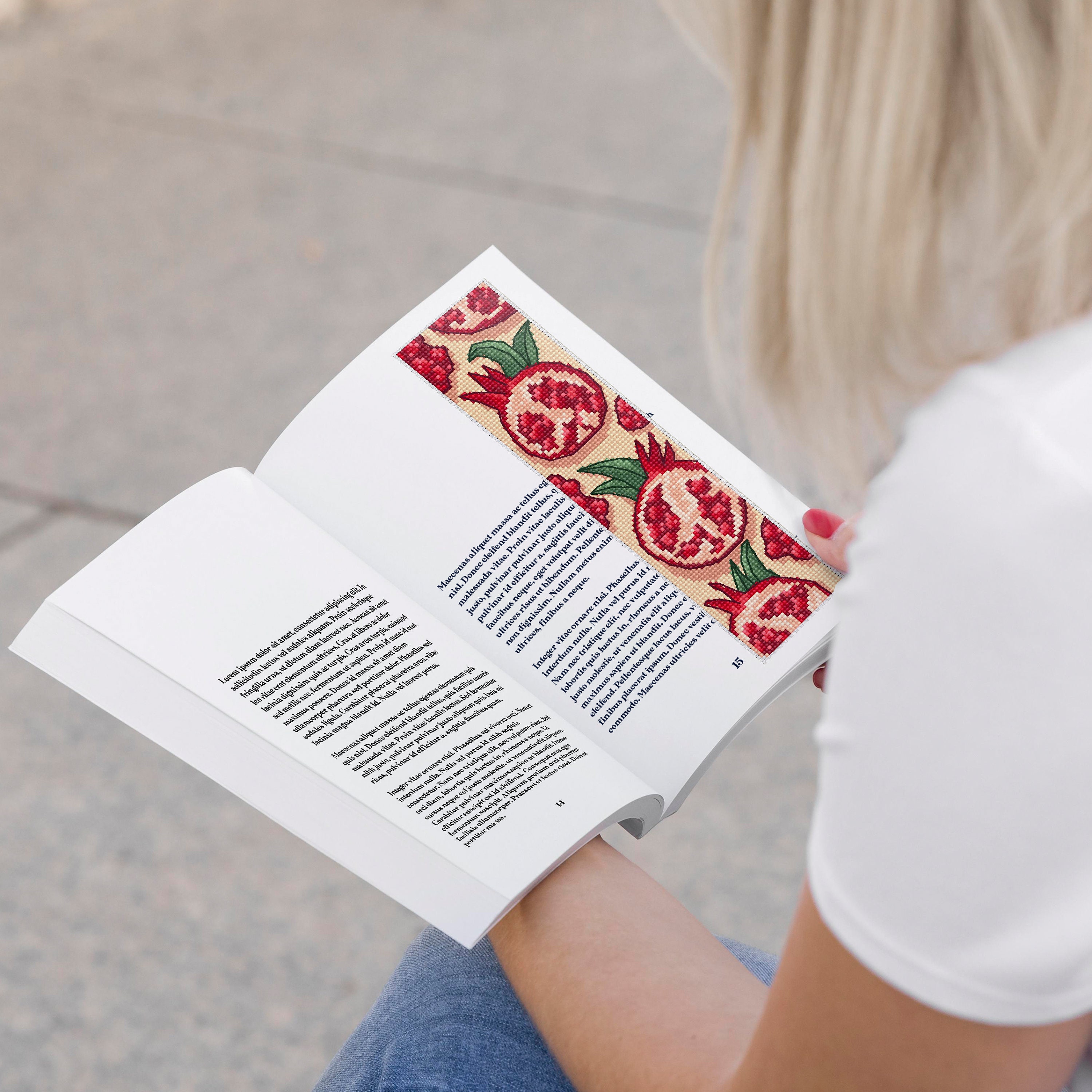 Pomegranate Bookmark Cross Stitch Pattern PDF, Fruit Embroidery, Food ...