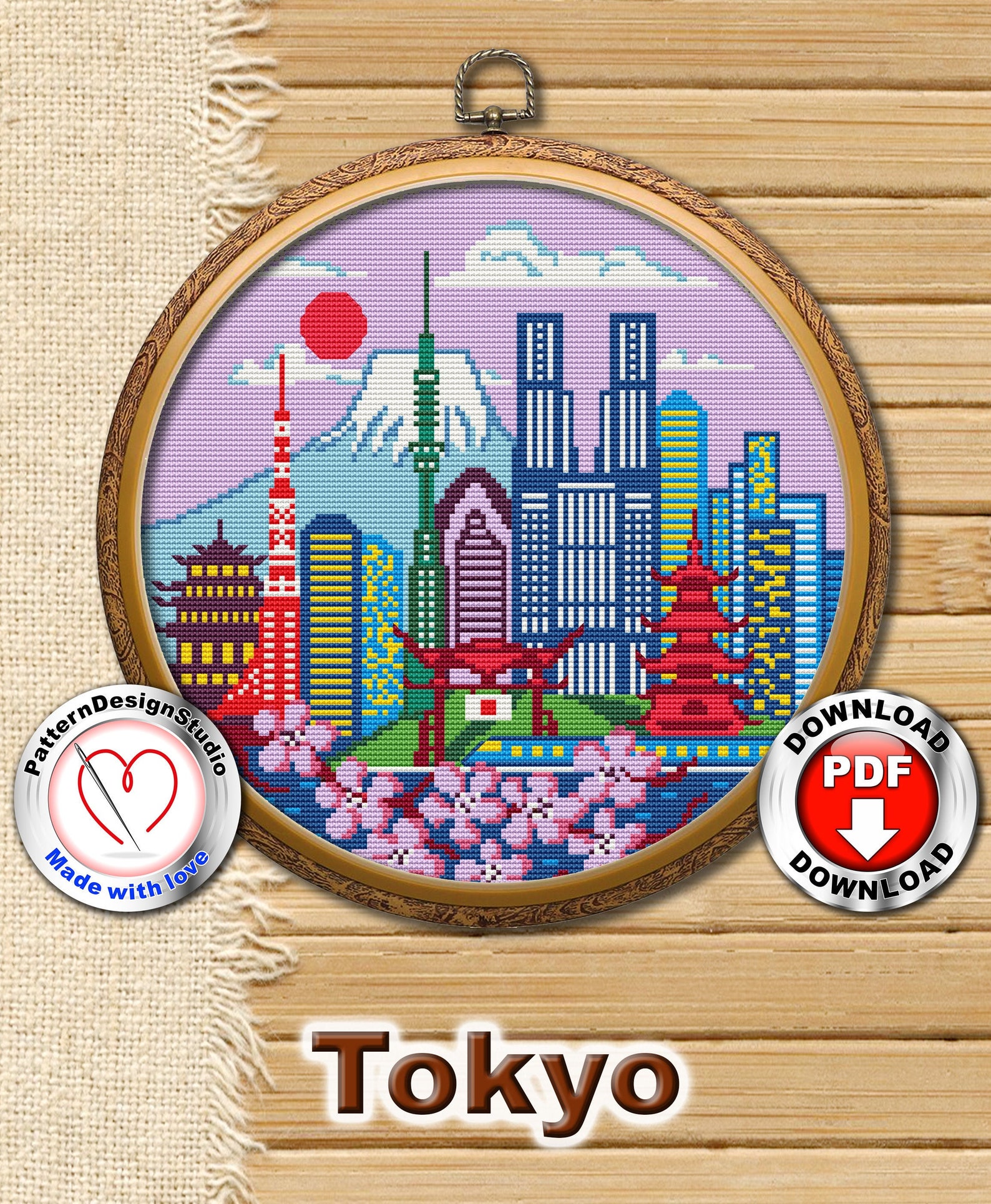 Tokyo Cross Stitch Embroidery Pattern Instant Download Cross - Etsy