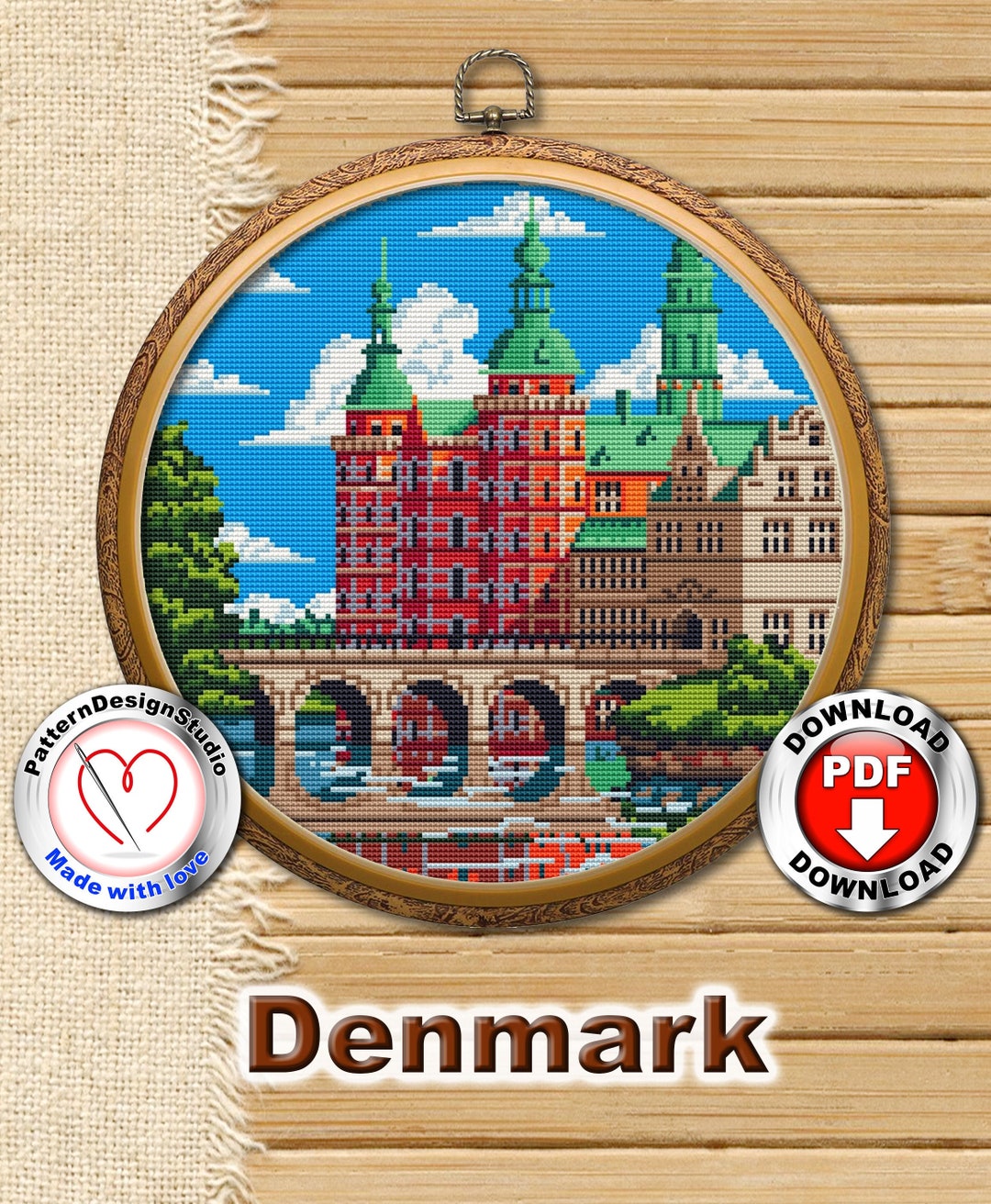 Denmark #P238 Cross Stitch Embroidery PDF Pattern Download | Modern ...