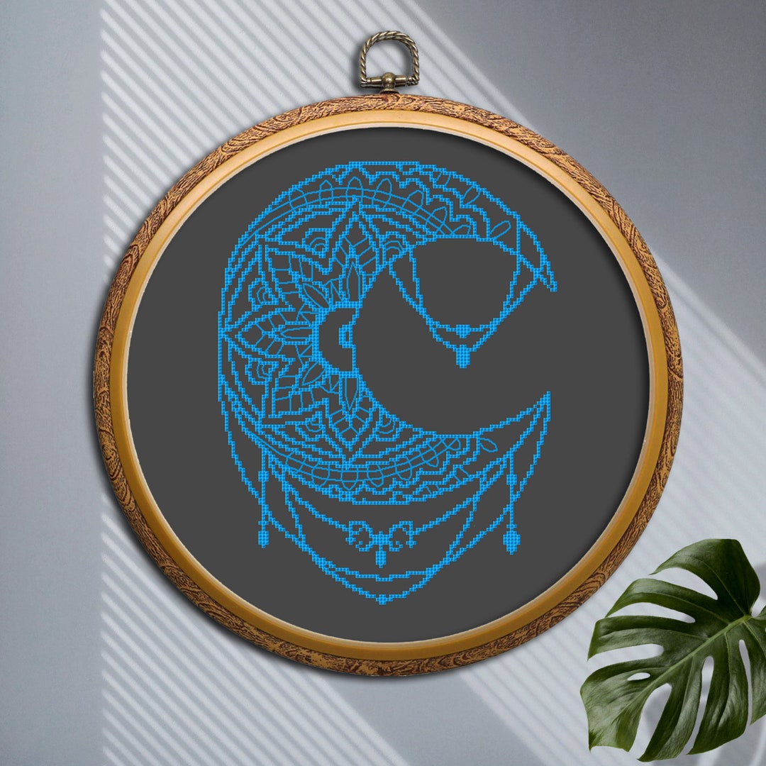 Moon Mandala Cross Stitch Pattern PDF Download, Crescent Moon Mandala ...