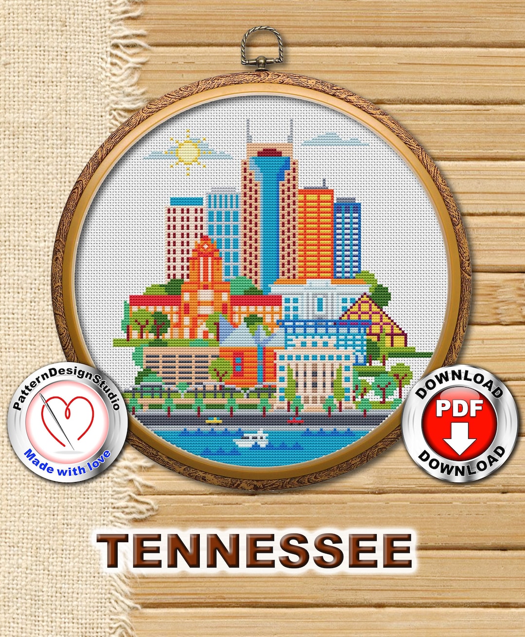 Tennessee #P205 Cross Stitch Embroidery Pattern Instant Download ...
