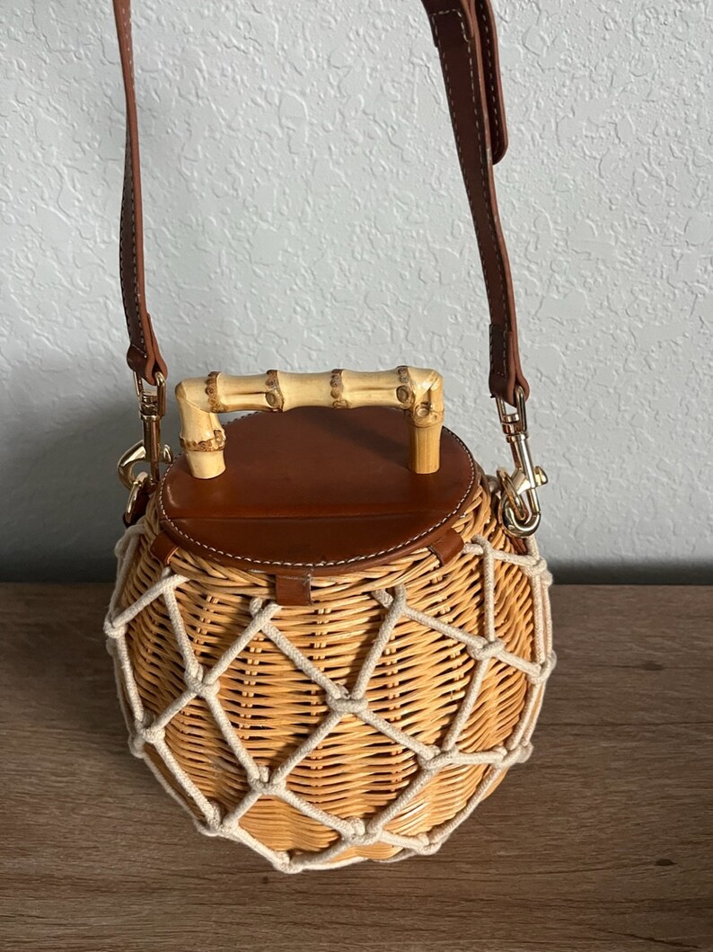 J. Mclaughlin Heather Straw Bucket Bag - Etsy