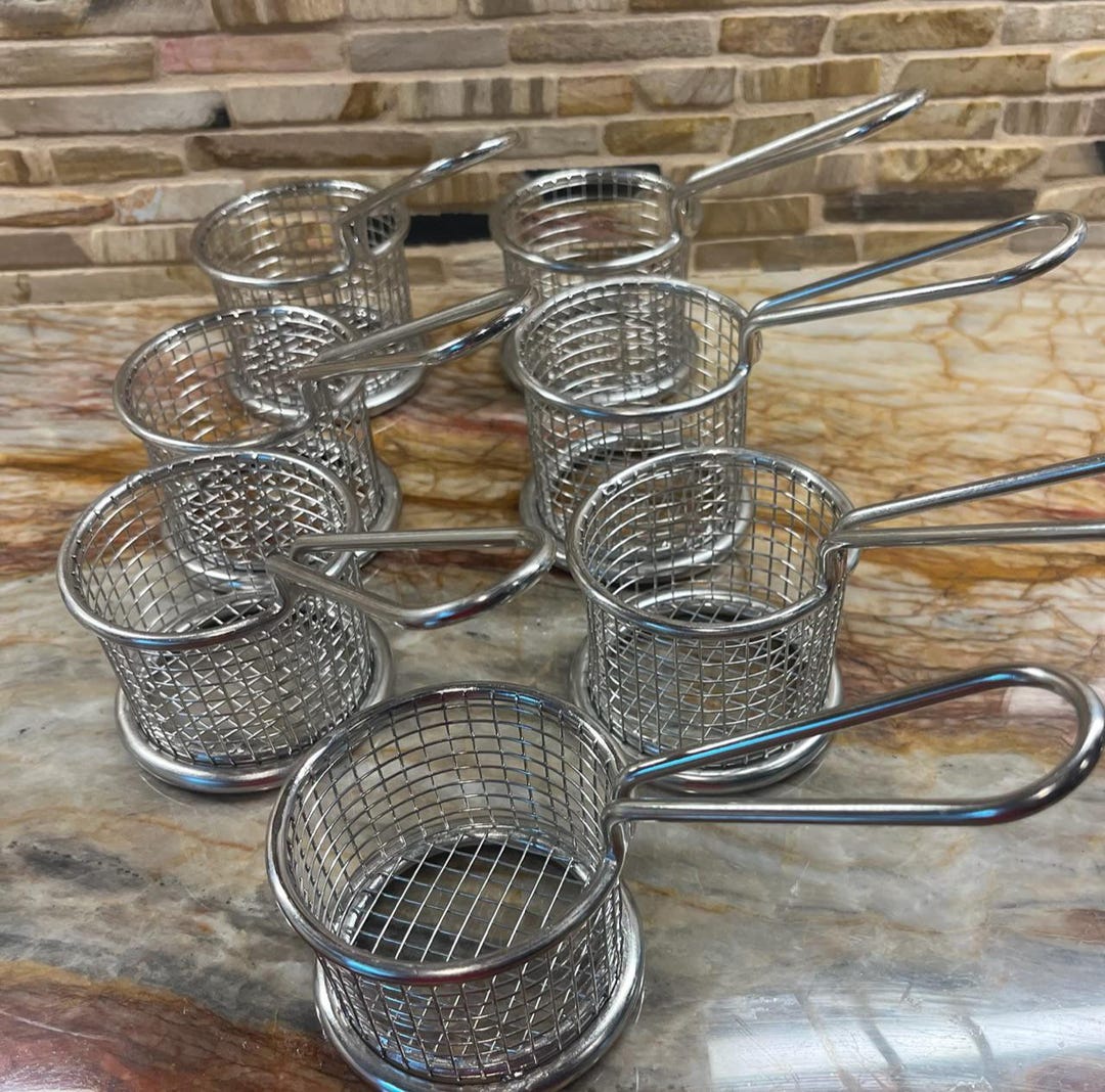 Mini Fry Baskets Serving Baskets With Handles Stainless Steel Set of 7 ...