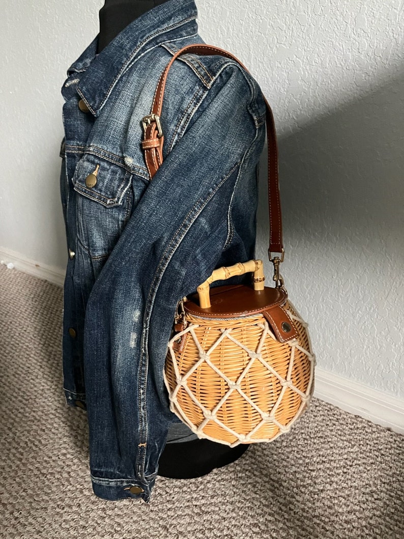 J. Mclaughlin Heather Straw Bucket Bag - Etsy