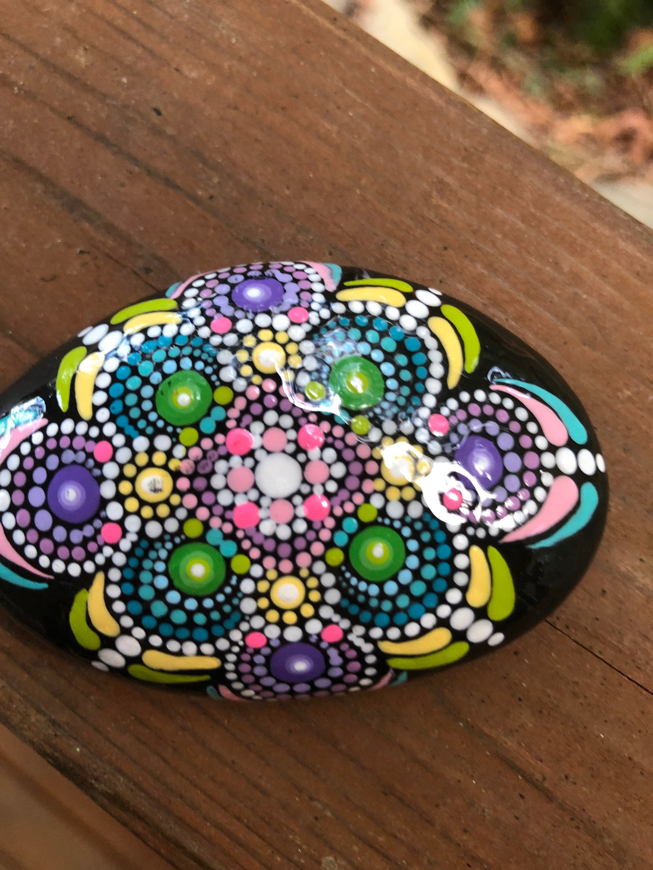 Oval shaped mandala dot painted rock handmade with acrylic | Etsy