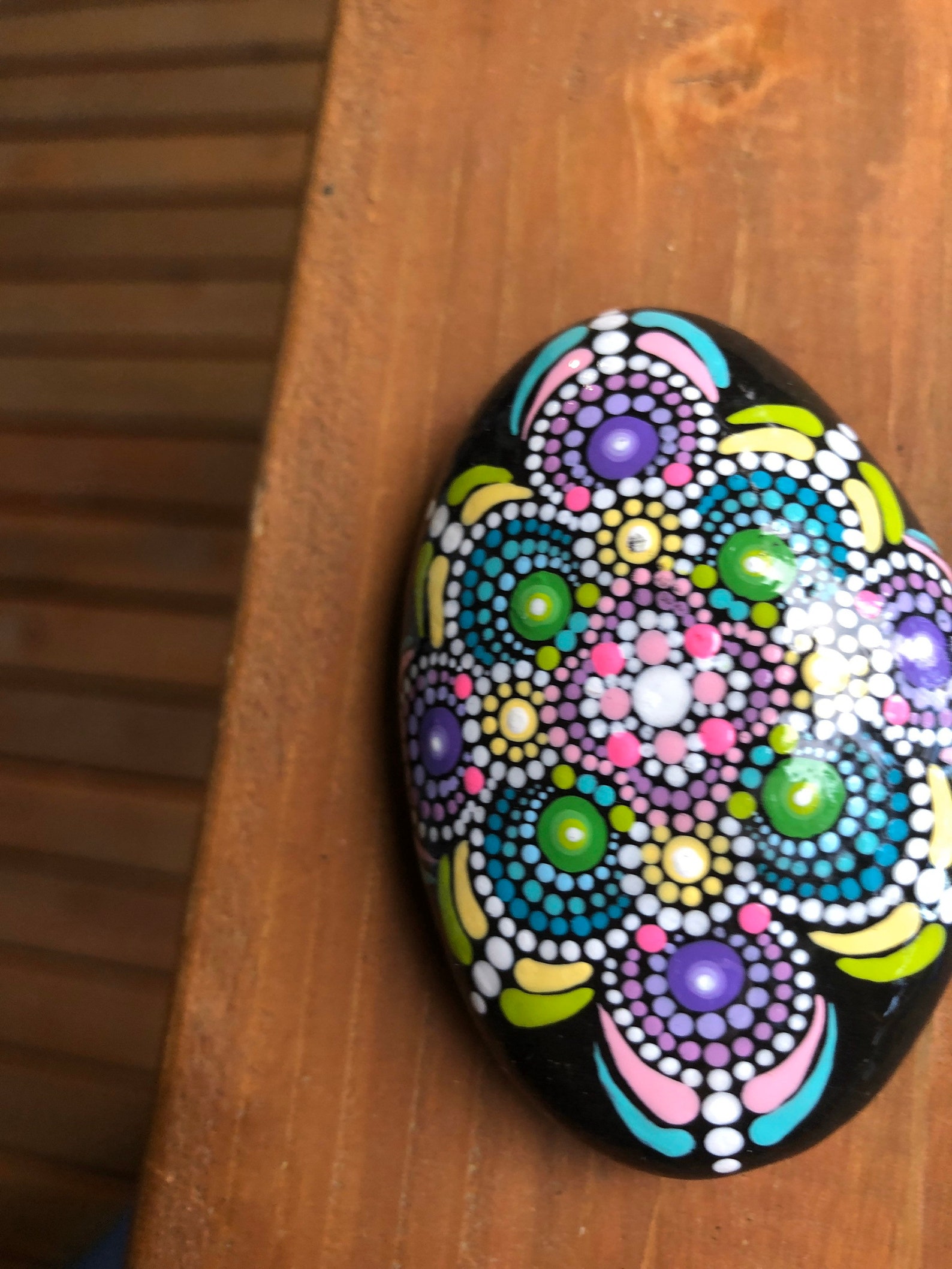 Oval Shaped Mandala Dot Painted Rock Handmade With Acrylic Paint. - Etsy