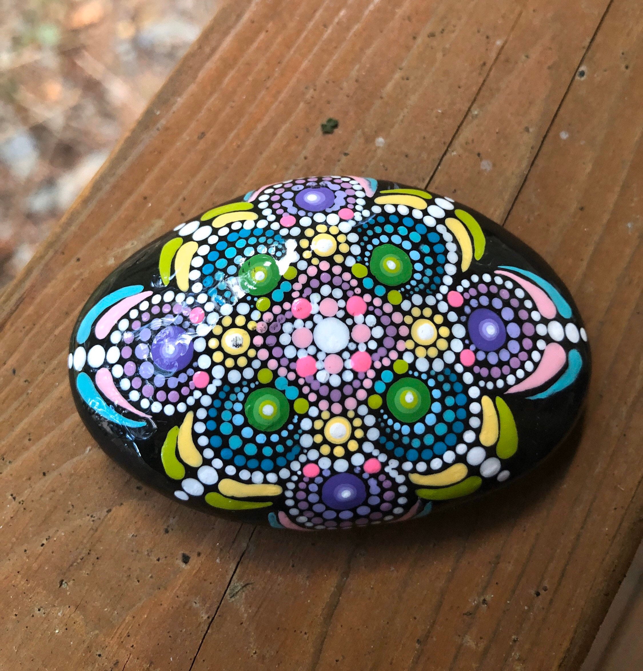 Oval Shaped Mandala Dot Painted Rock Handmade With Acrylic Paint. - Etsy