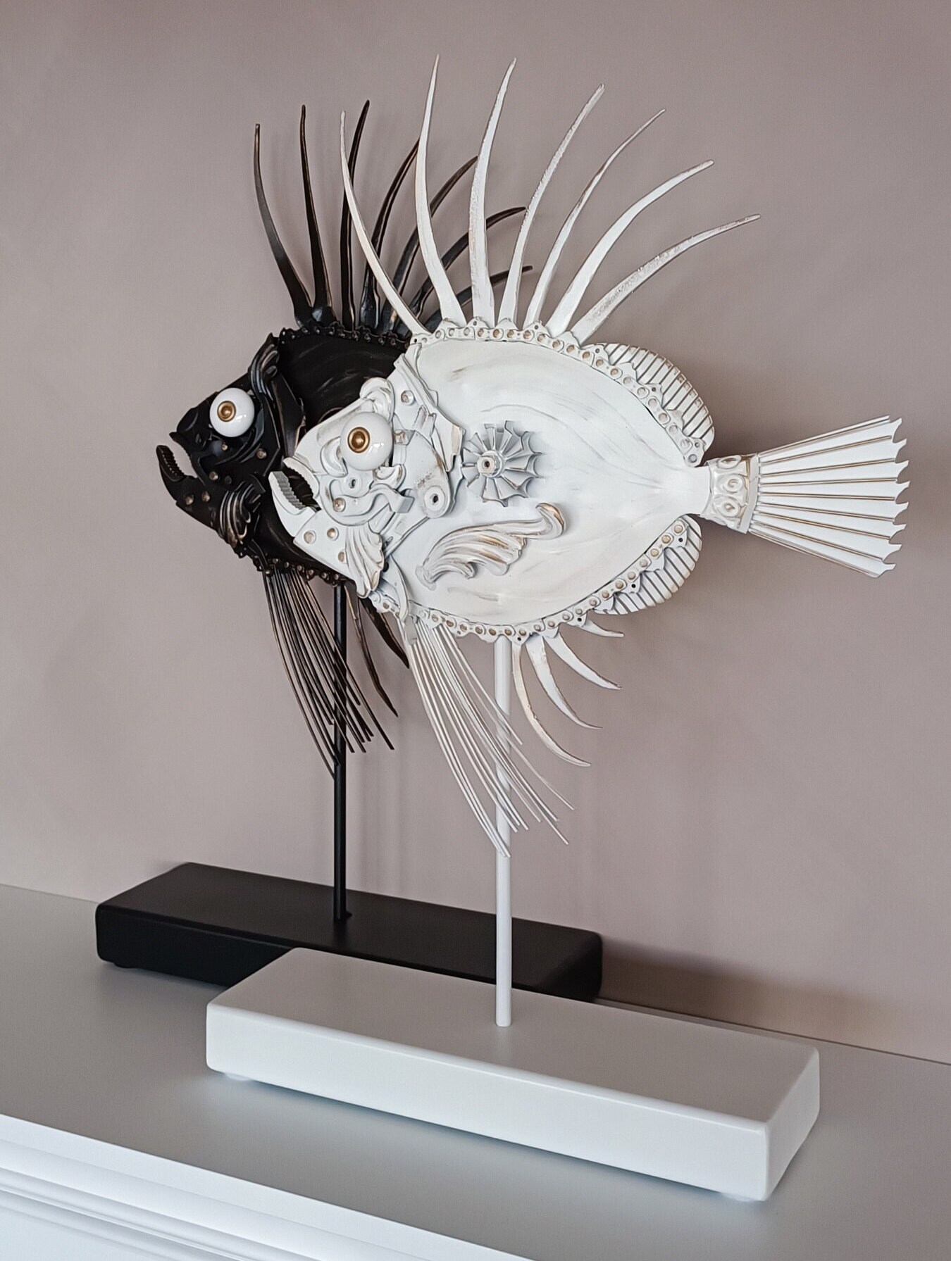 John Dory Metal Art Fish Sculpture, Tabletop Sculpture, Black Metal Art ...