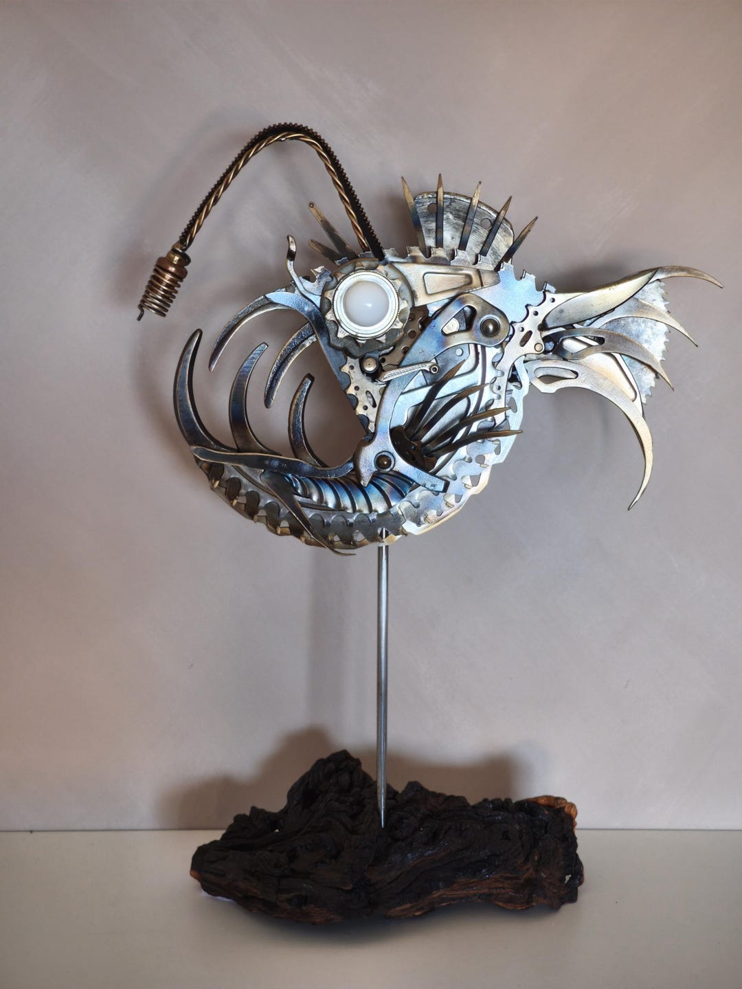 Angler Fish Metal Art Scrap Metal Sculpture - Etsy