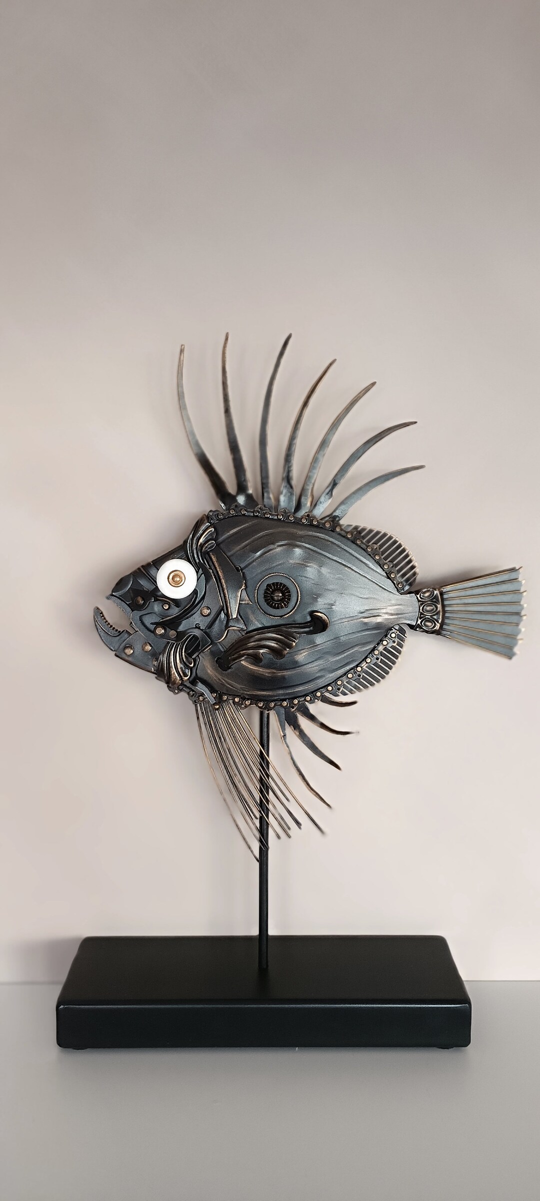 John Dory Metal Art Fish Sculpture, Tabletop Sculpture, Black Metal Art ...