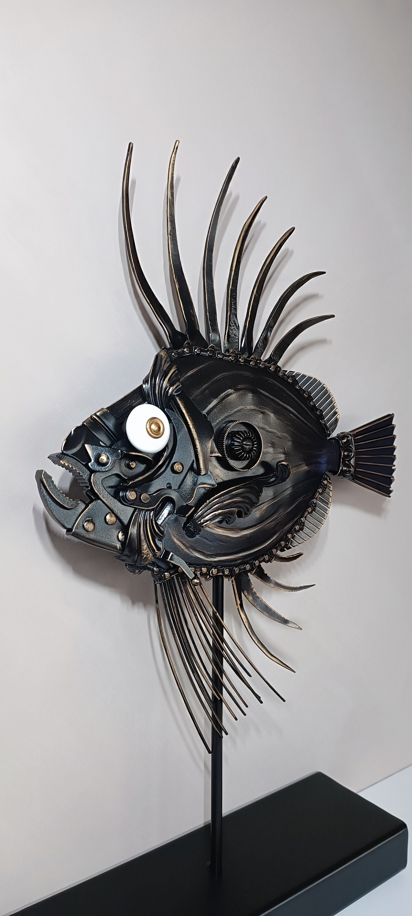 John Dory Metal Art Fish Sculpture, Tabletop Sculpture, Black Metal Art ...