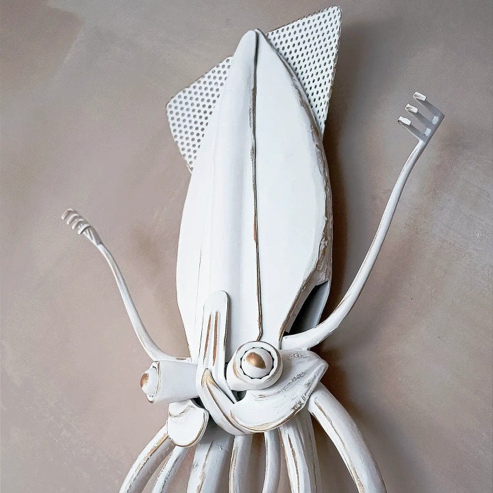 Metal Art Squid Wall Sculpture. Wall Hanger Squid. Recycled Squid ...