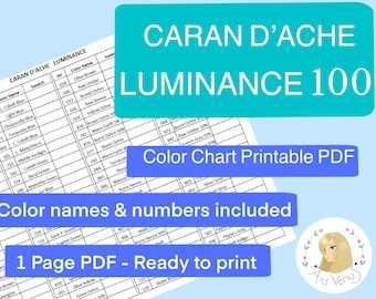 Caran D'ache LUMINANCE 100 Colored Pencil Set DIY Color Chart / Swatch ...