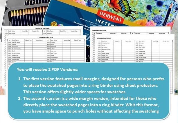 100 Inktense Color Chart Template - Instant Download | Digital PDF ...