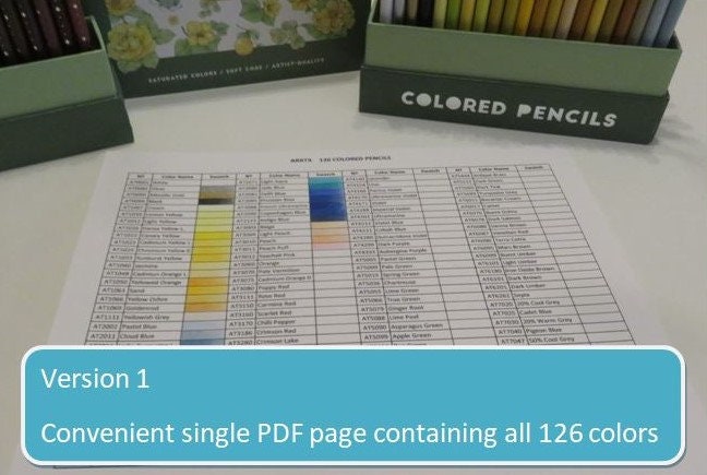 Swatch Sheet for Arrtx Colored Pencils 126 - Instant Download File ...