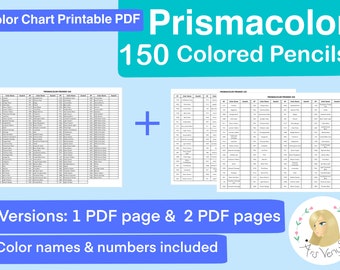 Prismacolor Premier 150 Color Chart Template Instant Download Printable ...