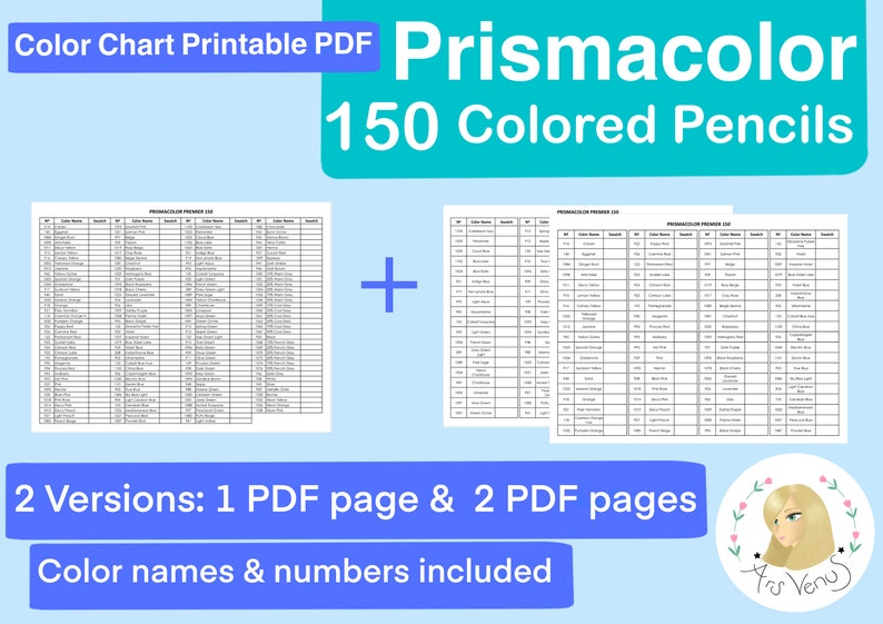 Prismacolor Premier 150 Color Swatch Chart - Instant Download - Etsy