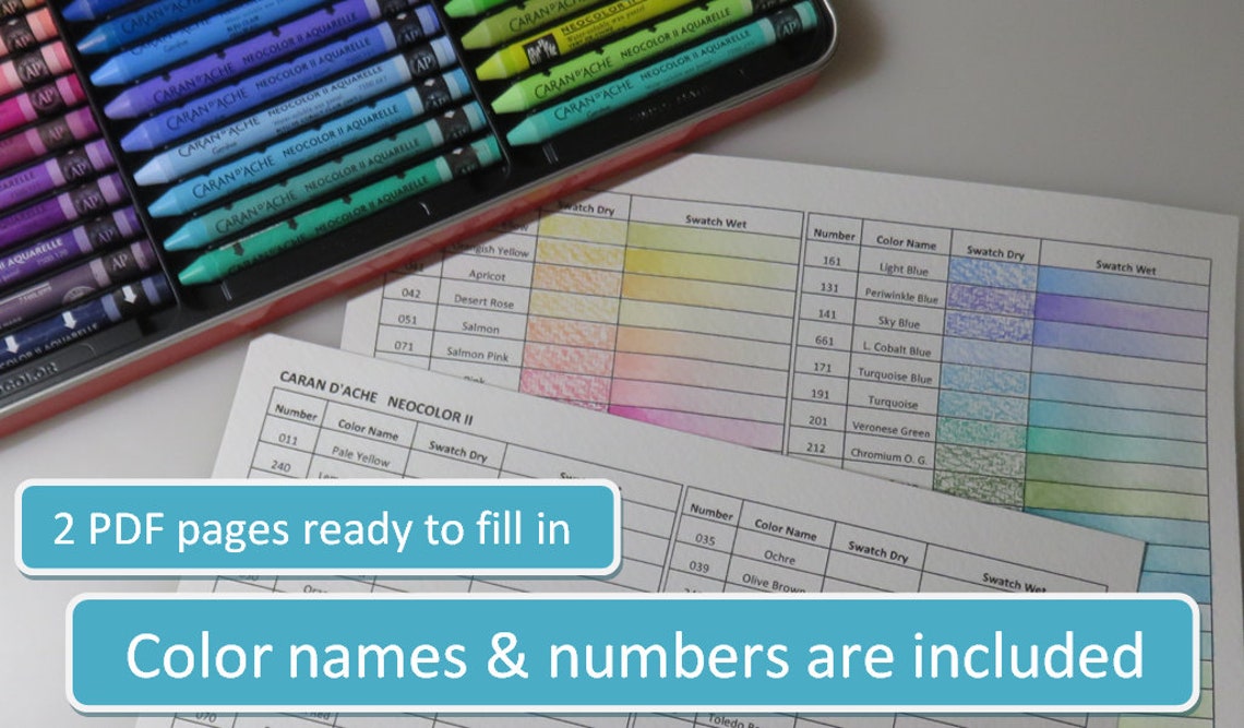 Neocolor II Color Chart | Digital PDF | Download and Print | Caran D ...