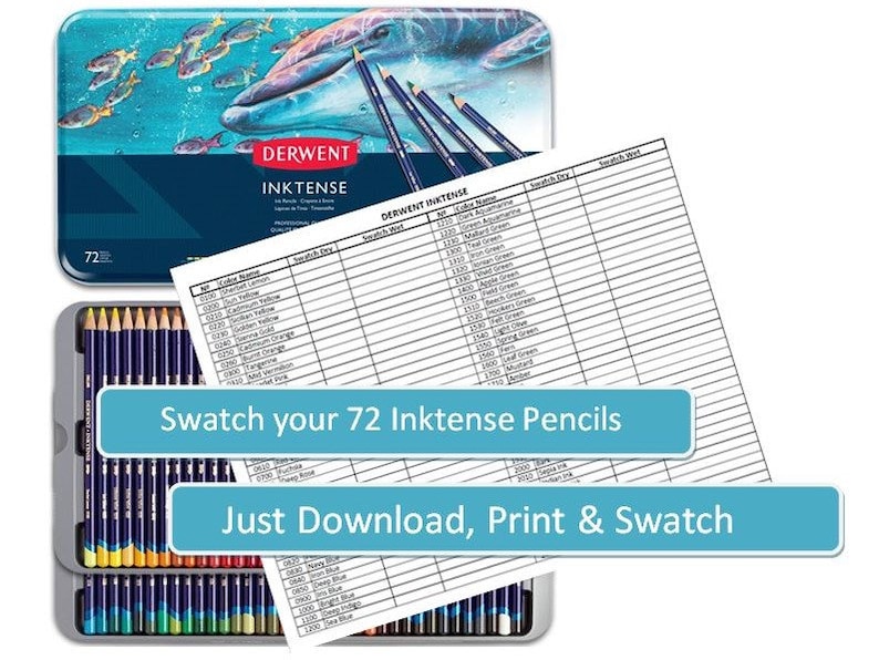 72 Inktense Color Chart Template - Instant Download | Digital PDF ...