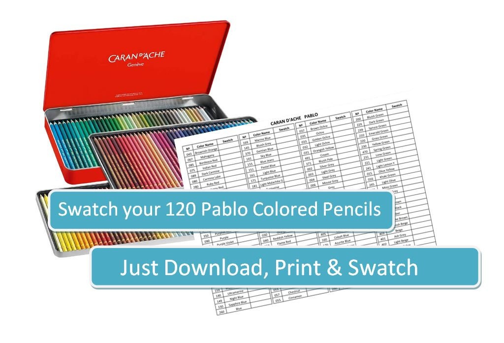 Swatch Sheet for Caran D'ache Pablo Colored Pencils- 120 Colors ...