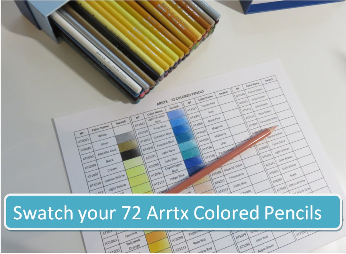Swatch Sheet for Arrtx Colored Pencils 72- Instant Download File ...