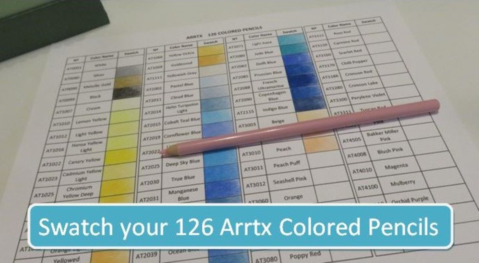 Swatch Sheet for Arrtx Colored Pencils 126 - Instant Download File ...