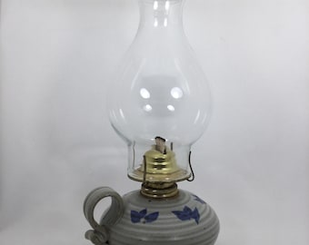 Pressed Glass Boudoir Lamp Clear Glass Oil Lamp Converted to an ...