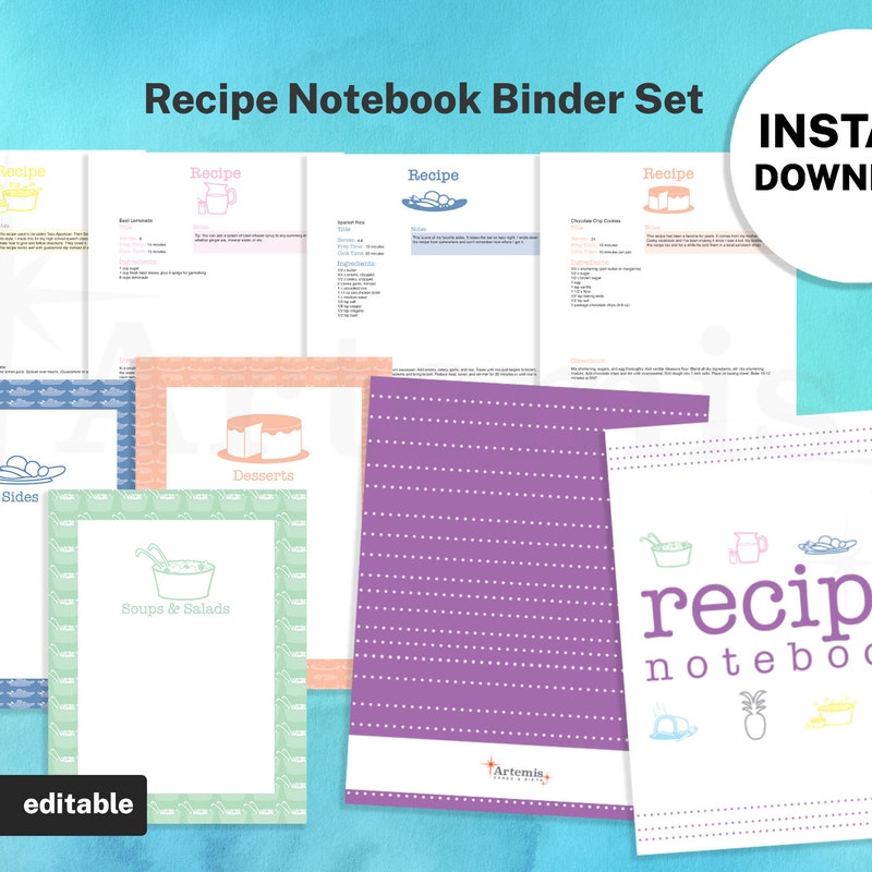 Recipe Book Template - Etsy