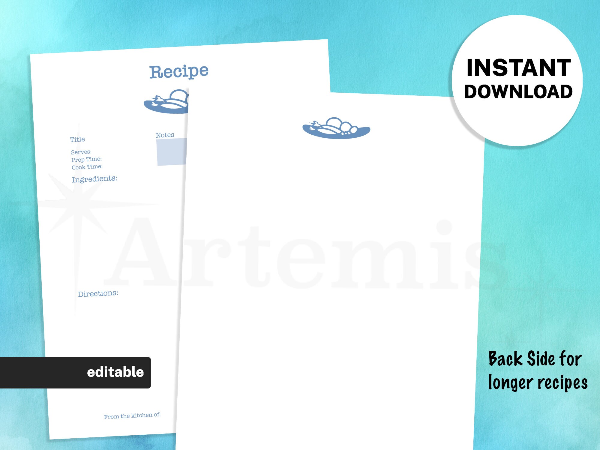 Recipe Sheet Side Dish Template, EDITABLE Recipe Book and Binder ...