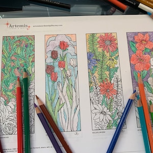 Color Your Own Printable Bookmarks, Floral Fernwood Hand Drawn, Set of ...