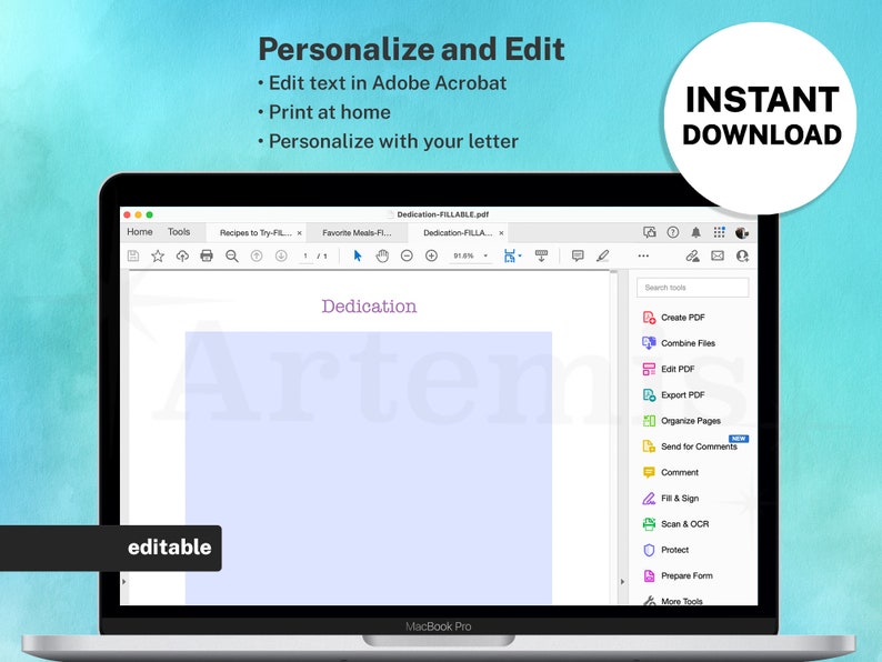 Recipe Binder Introduction Pages for the EDITABLE Recipe Book - Etsy