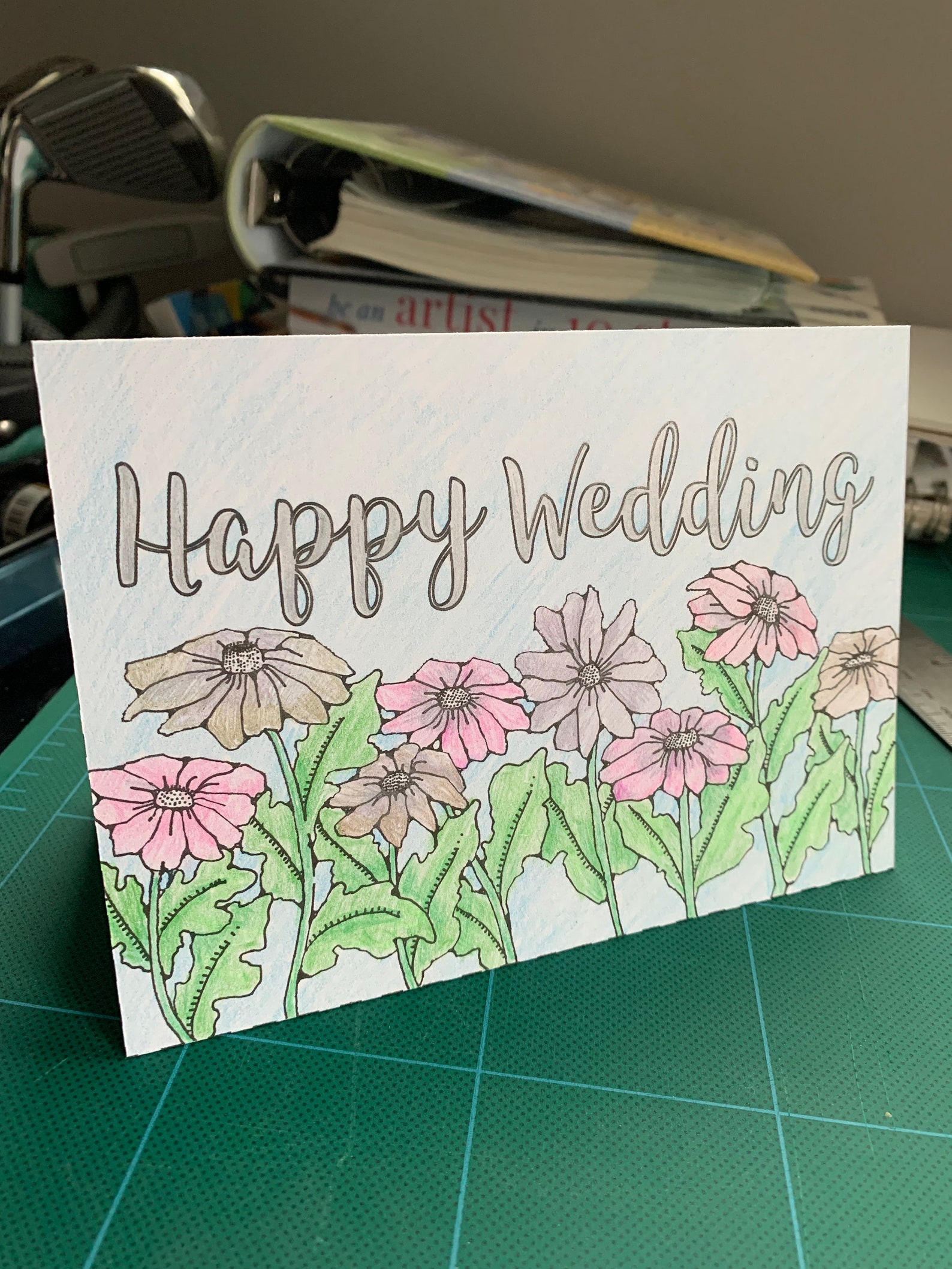 Floral Wedding Coloring Card – DIY Printable Card (digital Download) - Etsy