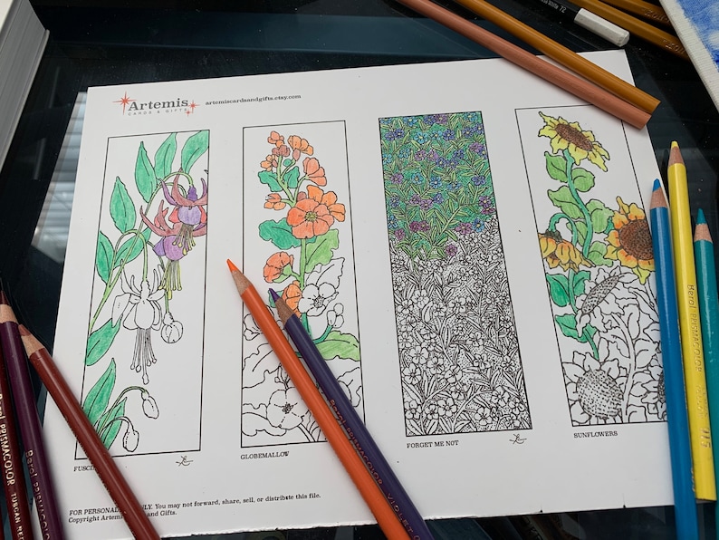 Bundle of Bookmarks Color Your Own Printable Bookmarks, Four Sets of 4 ...