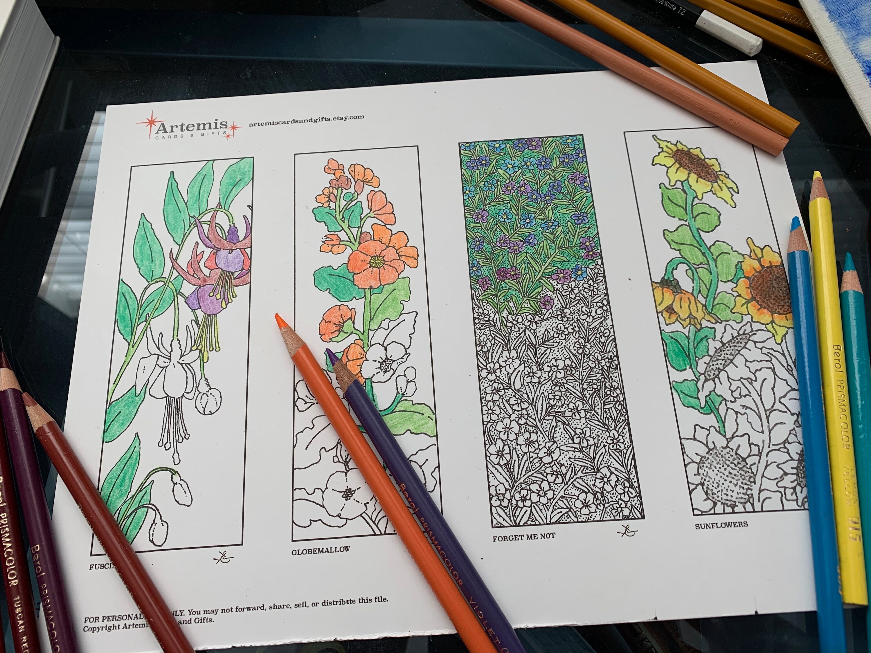 Bundle of Bookmarks Color Your Own Printable Bookmarks, Four Sets of 4 ...