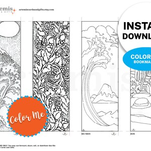 Color Your Own Bookmarks – Hand Drawn Floral & Nature Designs (instant ...