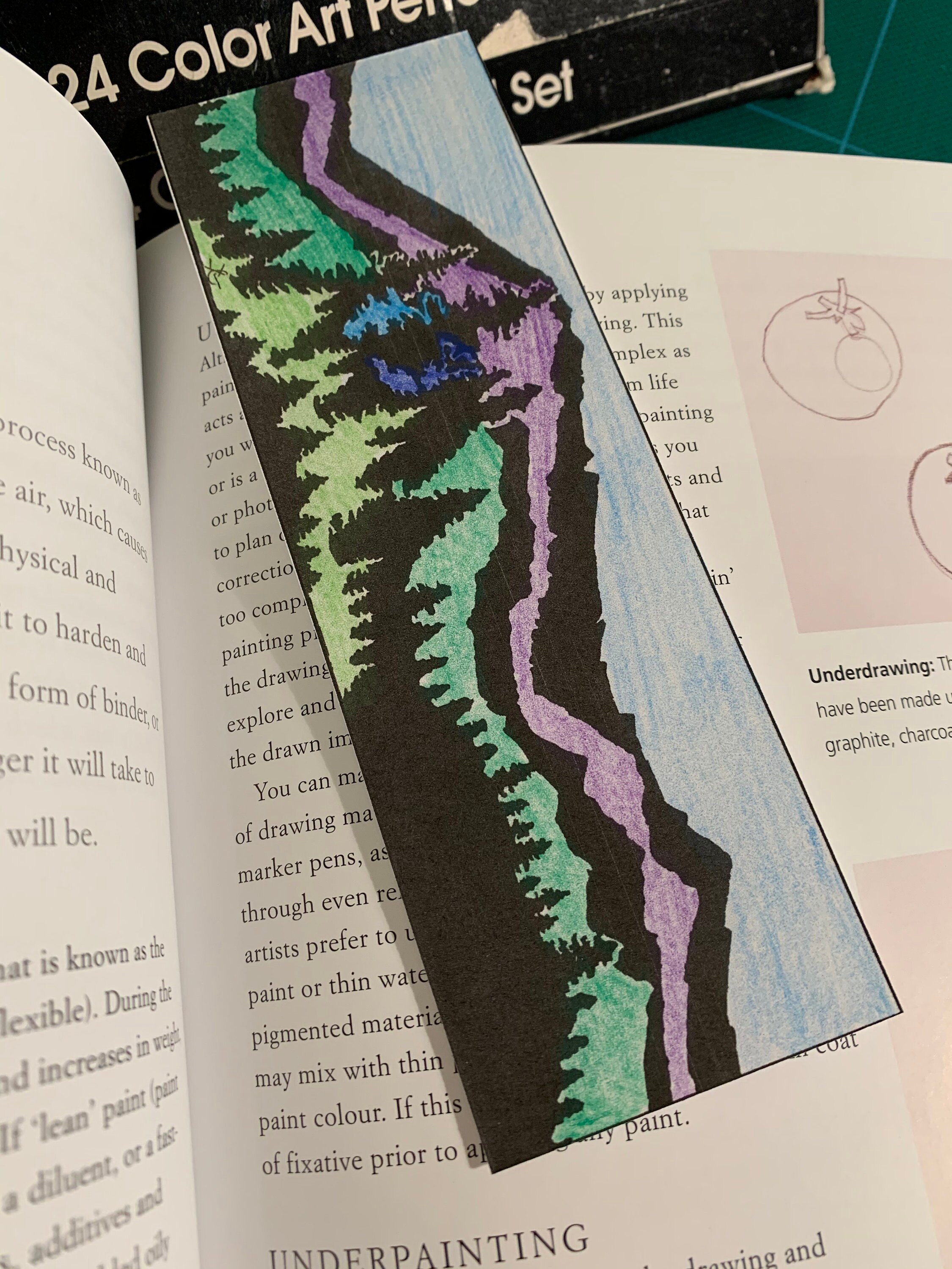 Color Your Own Printable Bookmarks, Mountain Horizon Hand Drawn, Set of ...