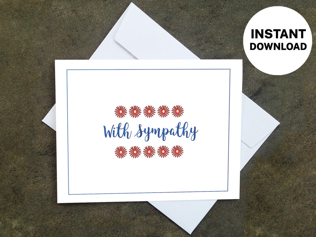 Printable Sympathy Daisy Card - Make Your Own Cards at Home, Instant ...