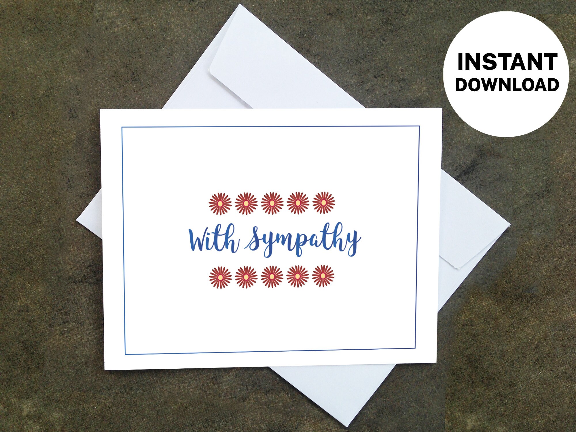 Printable Sympathy Daisy Card - Make Your Own Cards at Home, Instant ...