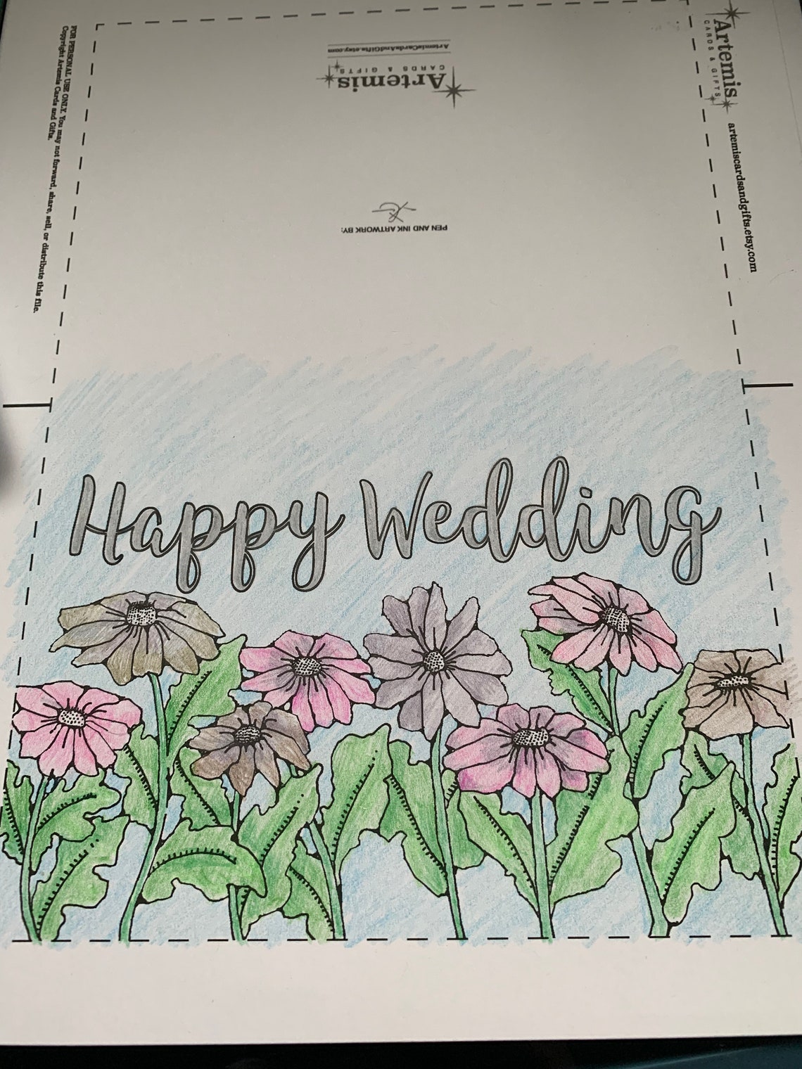 Floral Wedding Coloring Card – DIY Printable Card (digital Download) - Etsy