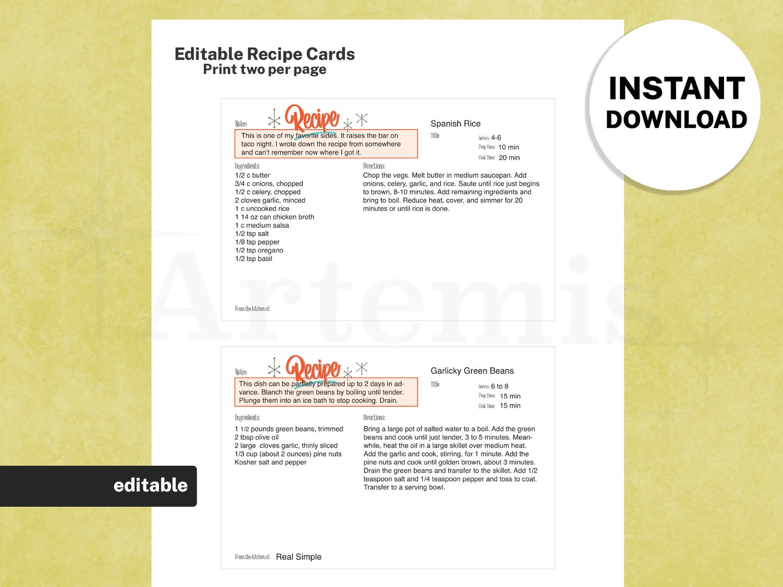 Complete Set of Recipe Card Templates Bundle, EDITABLE Recipe Book and ...