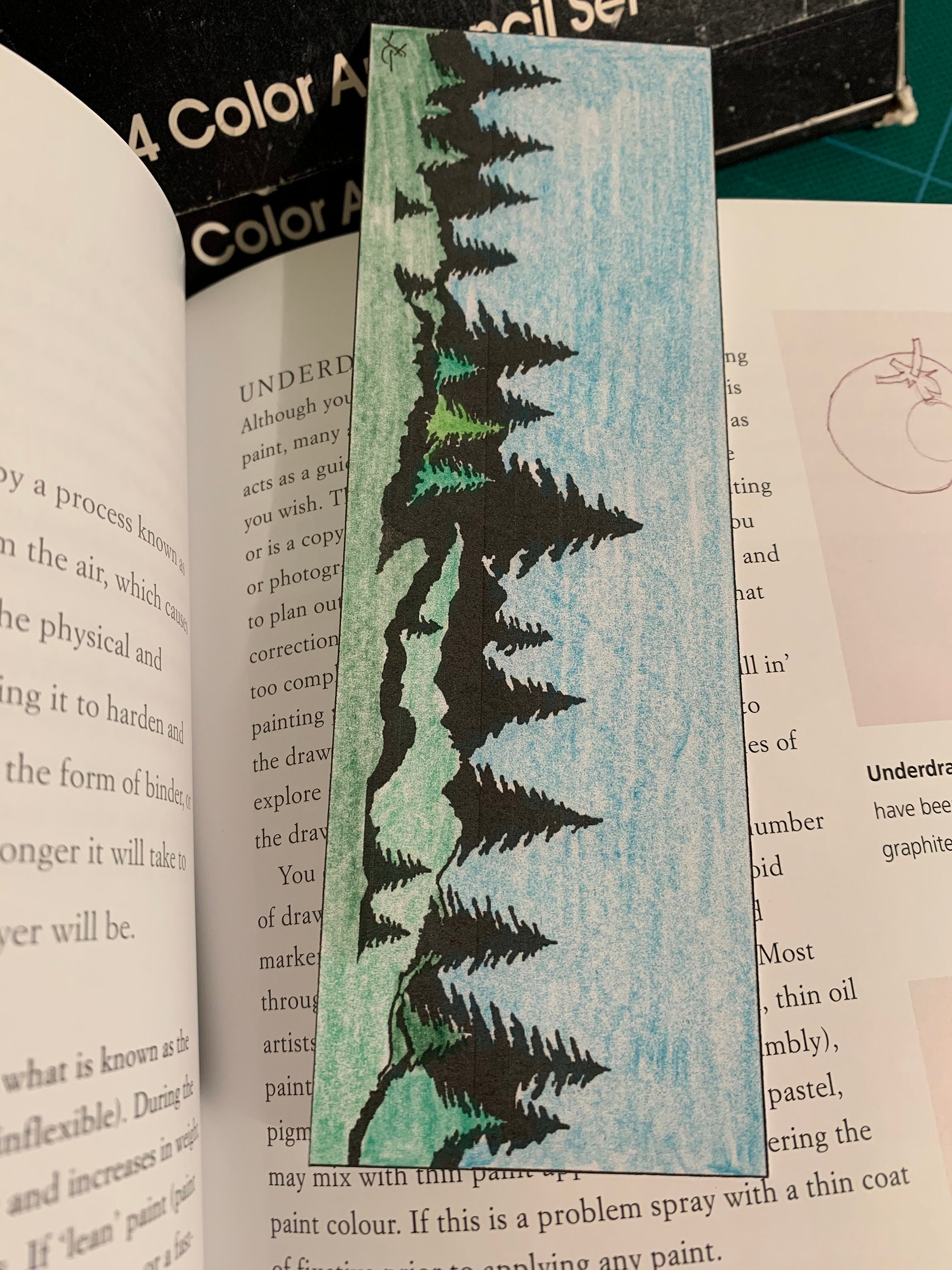 Color Your Own Printable Bookmarks, Mountain Horizon Hand Drawn, Set of ...