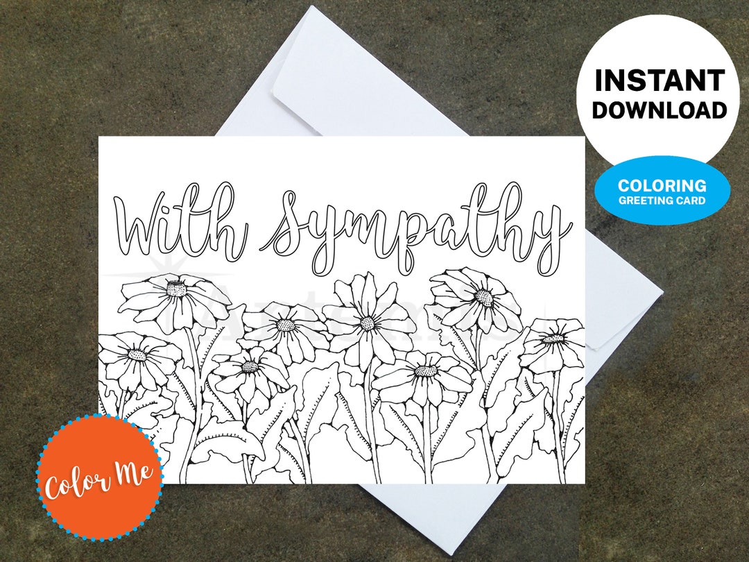Printable Coloring Sympathy Daisy Card - Make Your Own Cards at Home ...